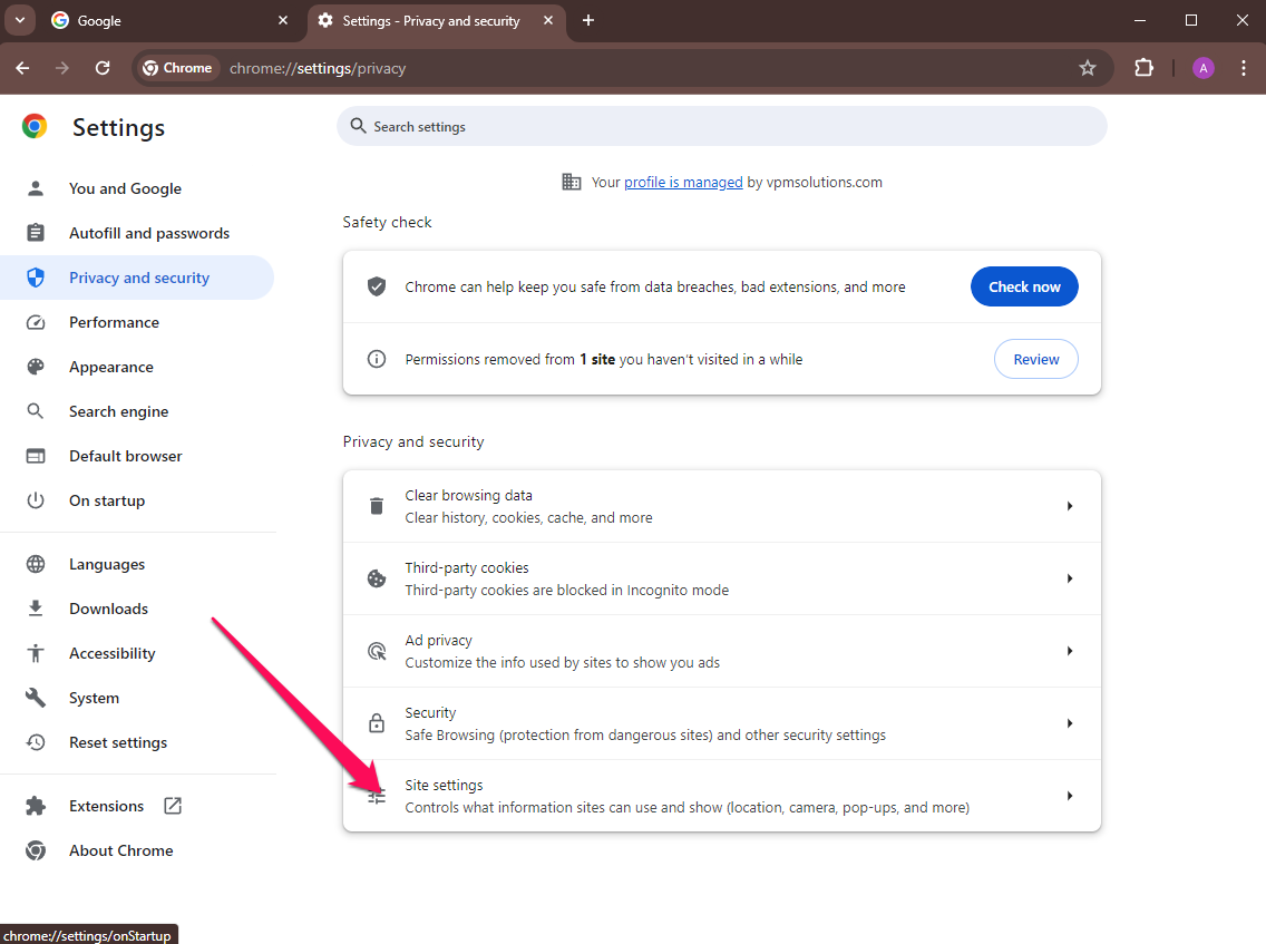 Google Chrome Camera and Microphone Settings