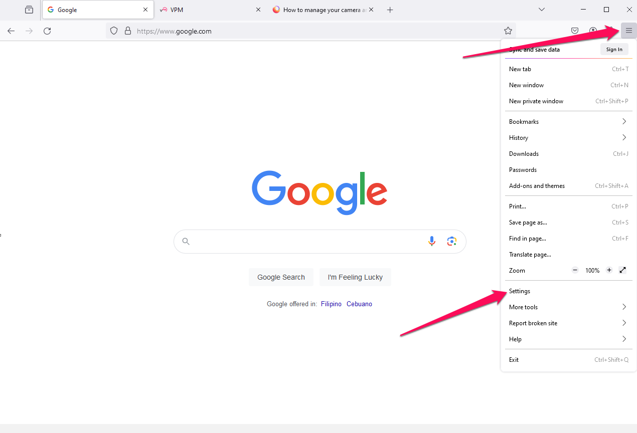 Firefox Camera and Microphone Settings